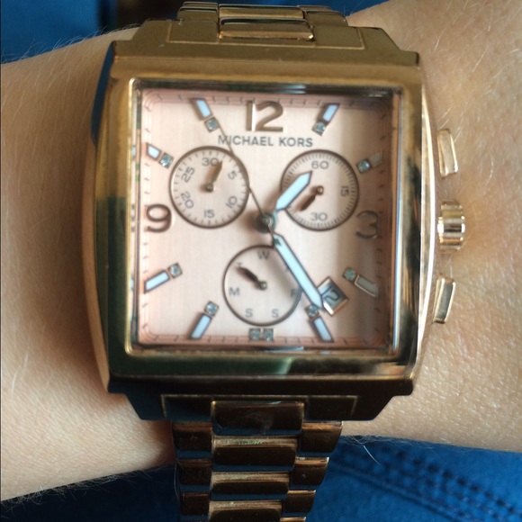 Michael Kors | Accessories | Michael Kors Square Gold Watch | Poshmark